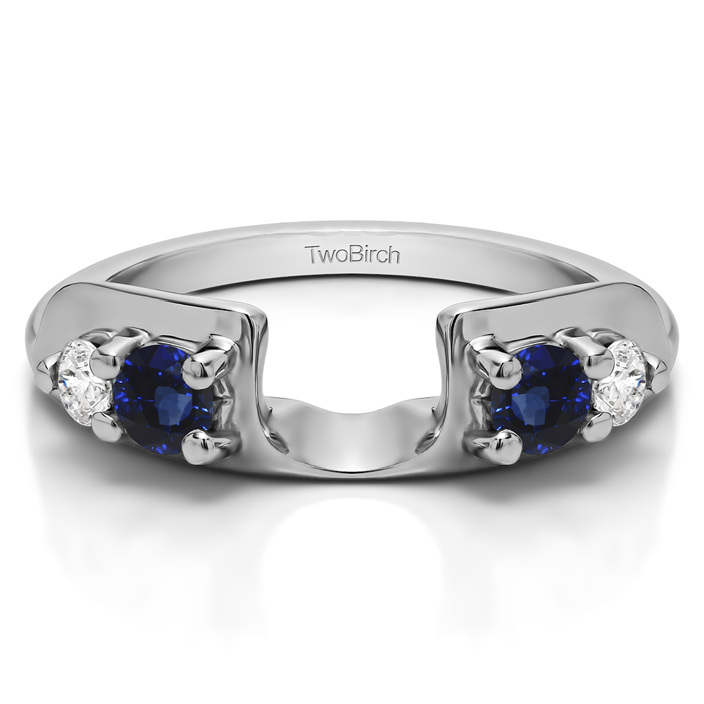 TwoBirch Ring Wrap - 0.25 Ct. Sapphire and Diamond Graduated Four Stone ...