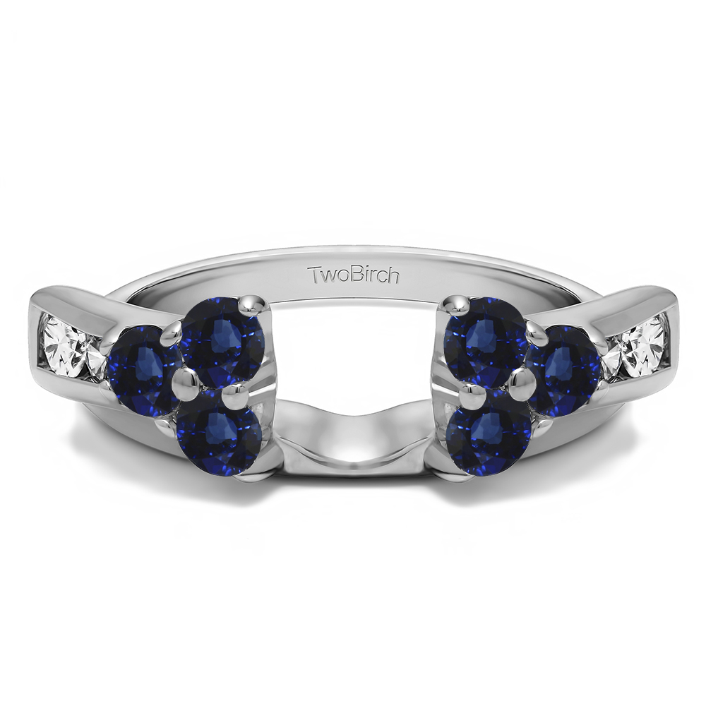 TwoBirch Ring Wrap - 0.34 Ct. Sapphire and Diamond Prong Cluster and ...