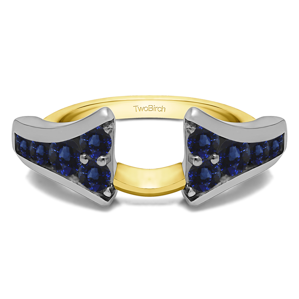 TwoBirch Ring Wrap - 0.25 Ct. Sapphire Round Chevron Wedding Ring Wrap ...