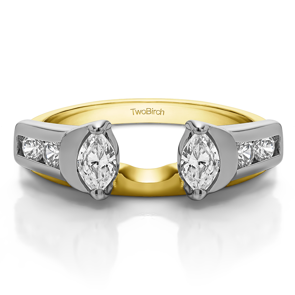 TwoBirch Ring Wrap - 0.48 Ct. Marquise and Round Channel ring wrap in ...
