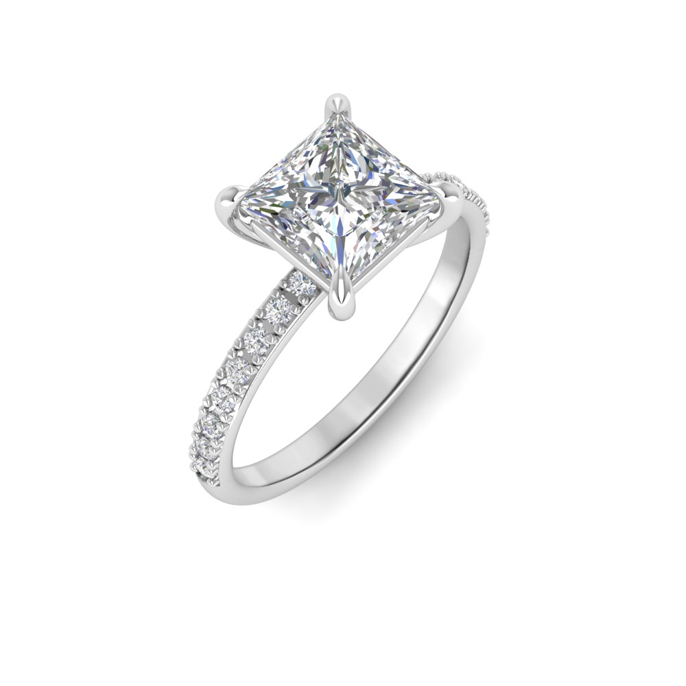 1 Ct Princess Moissanite Dainty Thin Engagement Ring