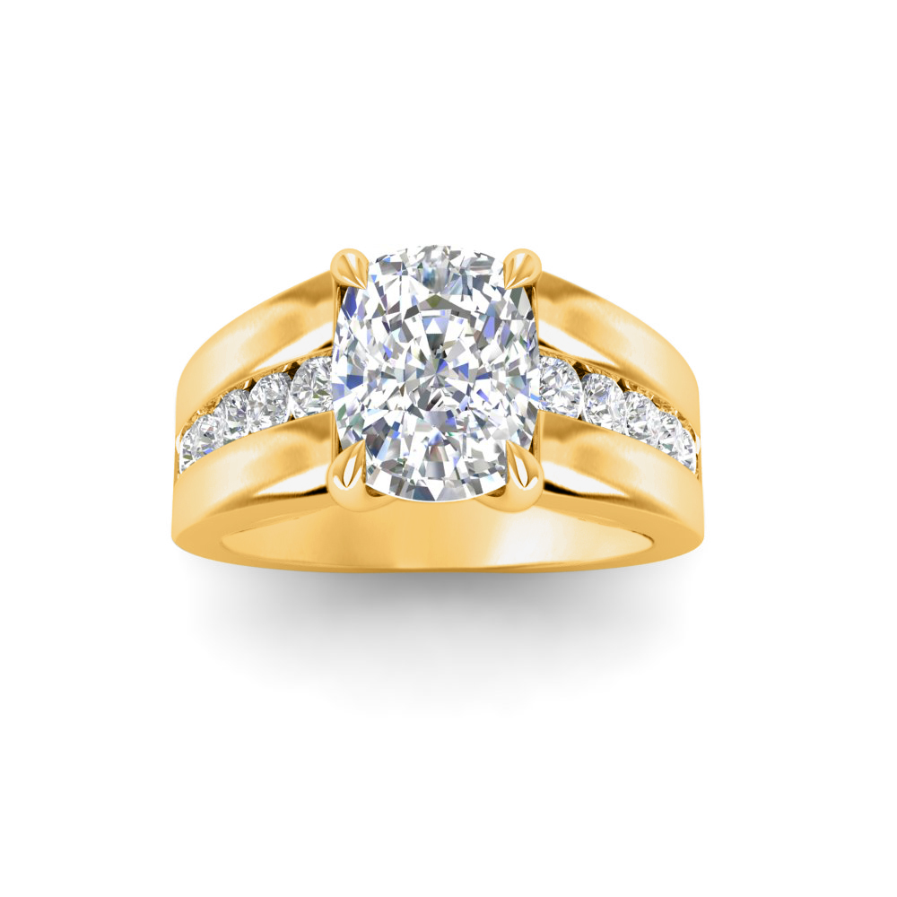5 Ct Elongated Cushion Lab Diamond Wide Band Channel Set Engagement Ring