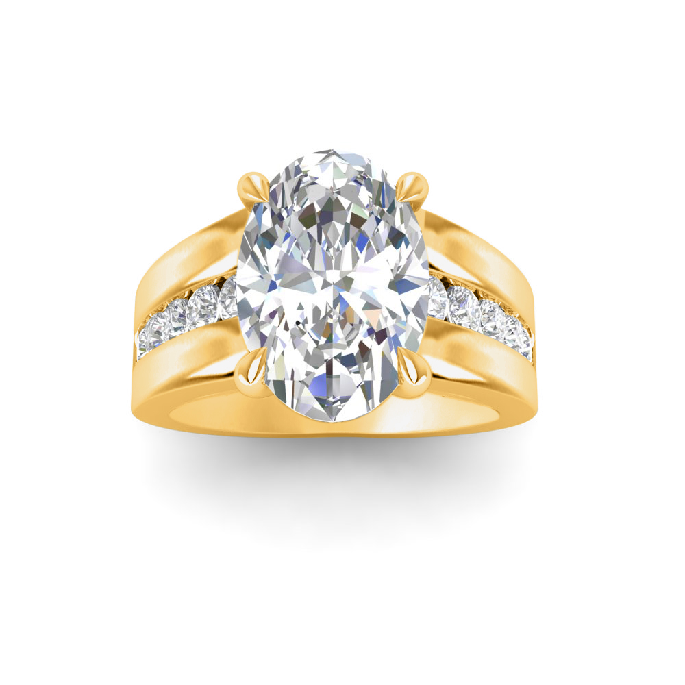 6 Ct Oval Lab Diamond Wide Band Channel Set Engagement Ring