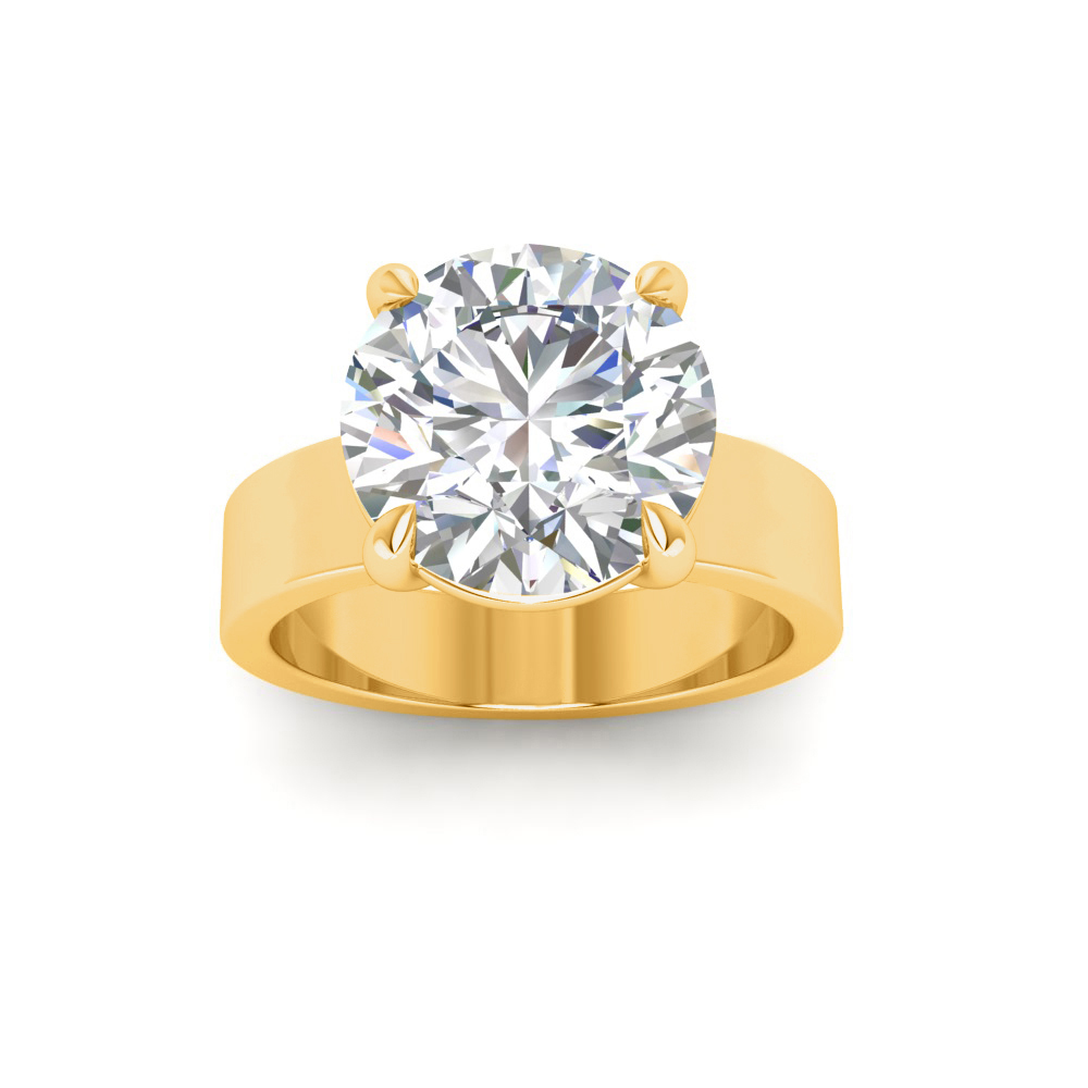 2 Ct Round Moissanite Solitaire Engagement Ring with Wide Bands