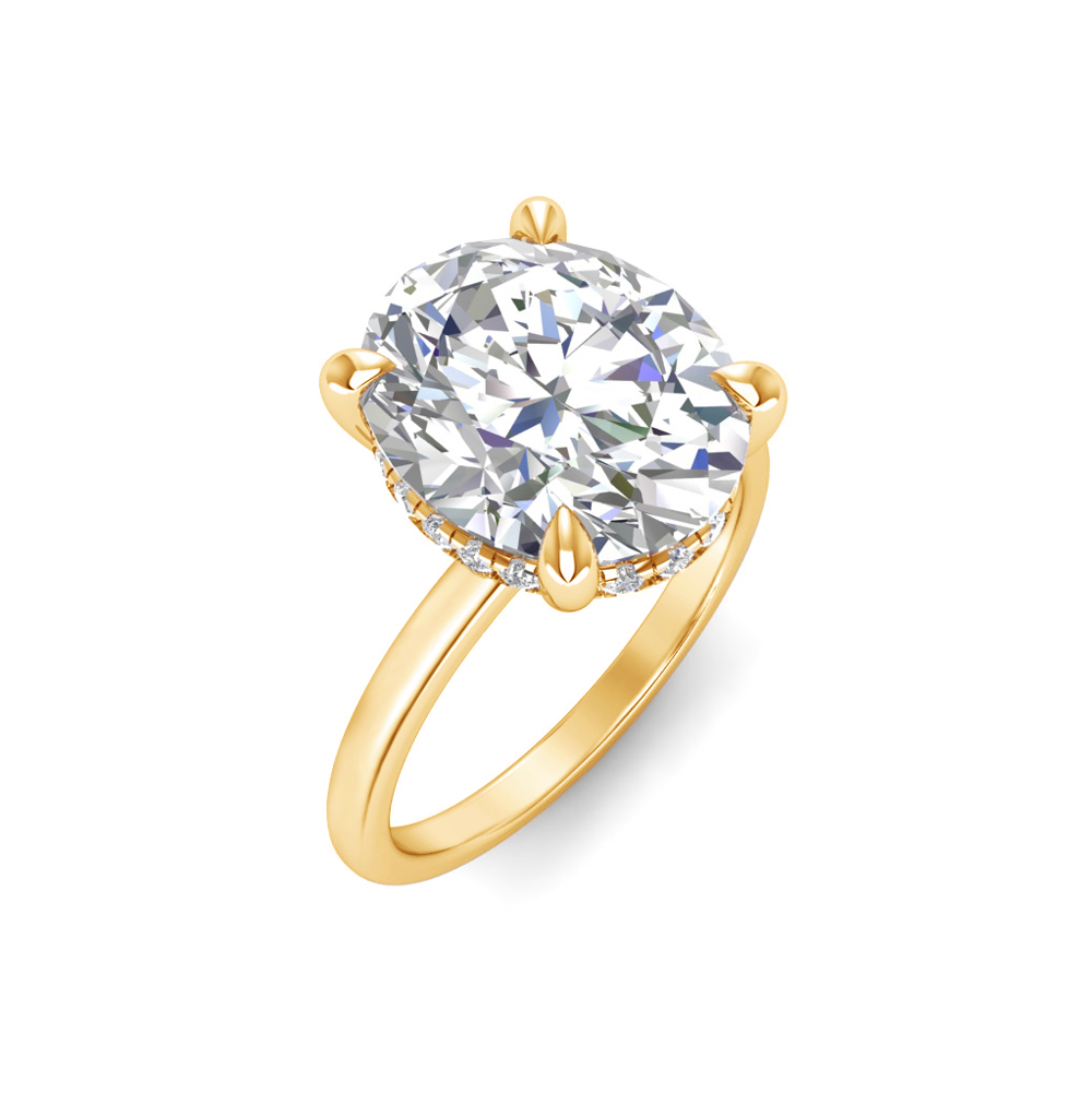 5 Ct Oval Colorless Lab Diamond Secret Halo Engagement Ring