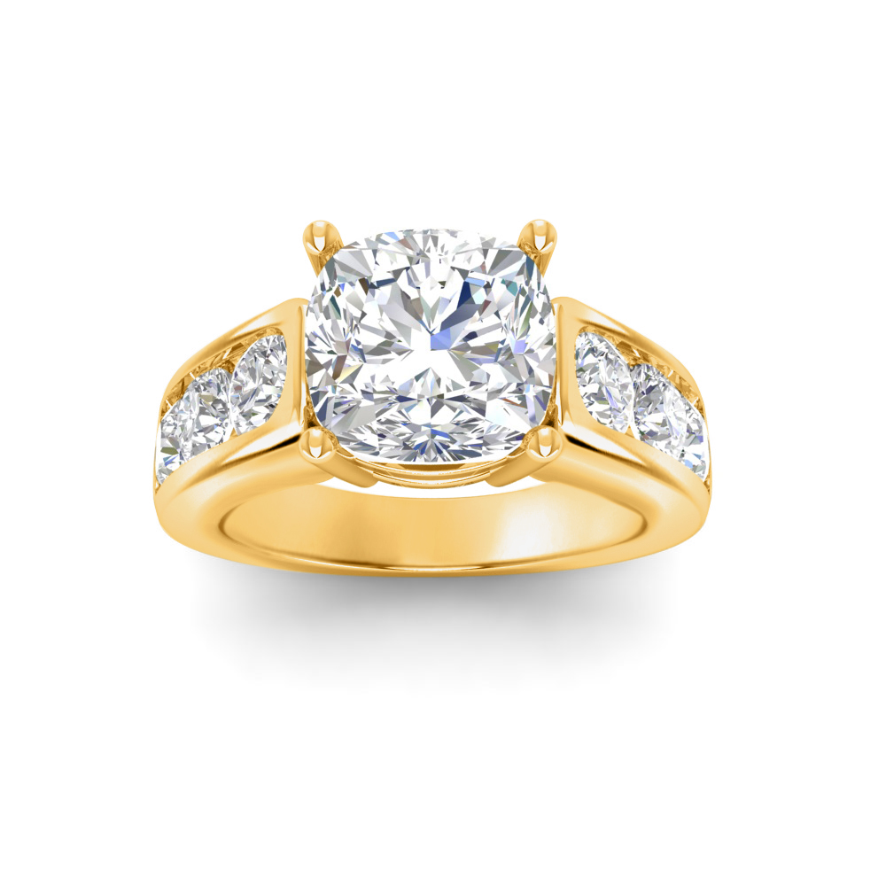 3 Ct Cushion Colorless Lab Diamond Wide Channel Engagement Ring