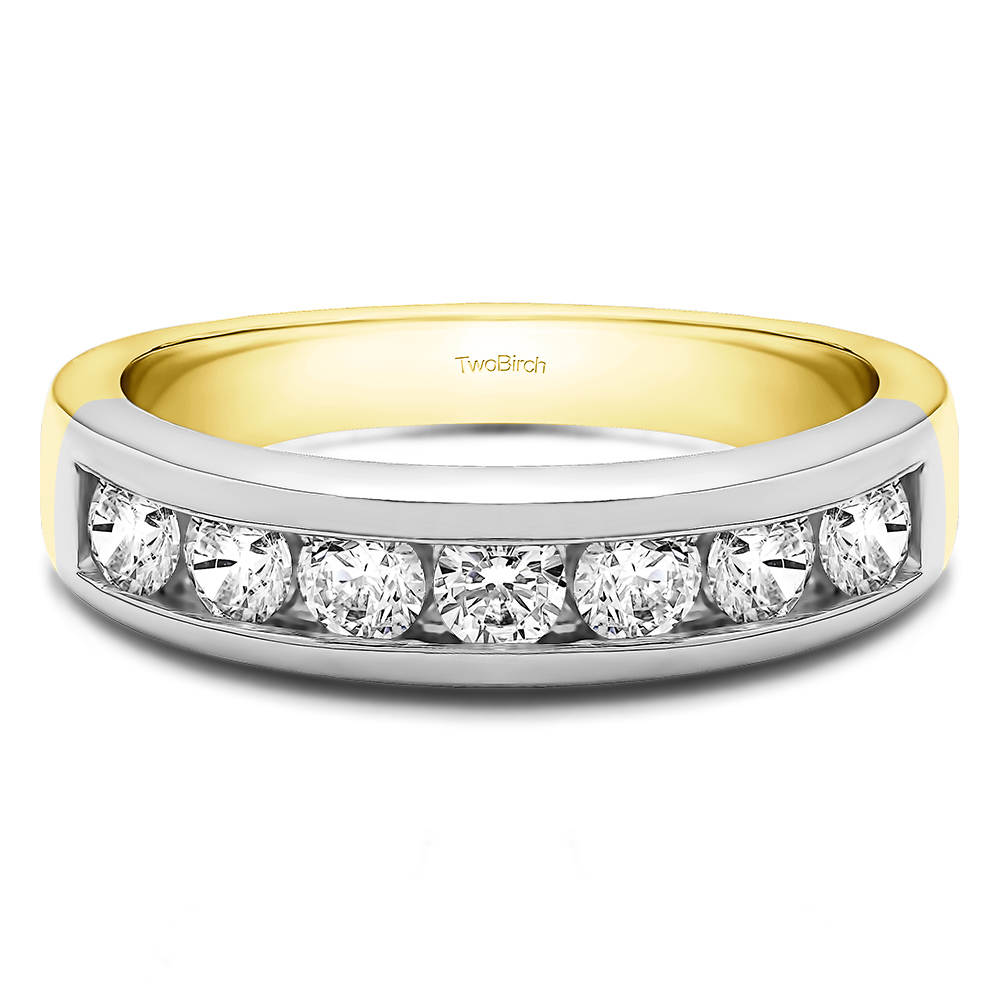 TwoBirch Wedding Ring - 0.5 Carat Seven Stone Channel Set Wedding Ring ...