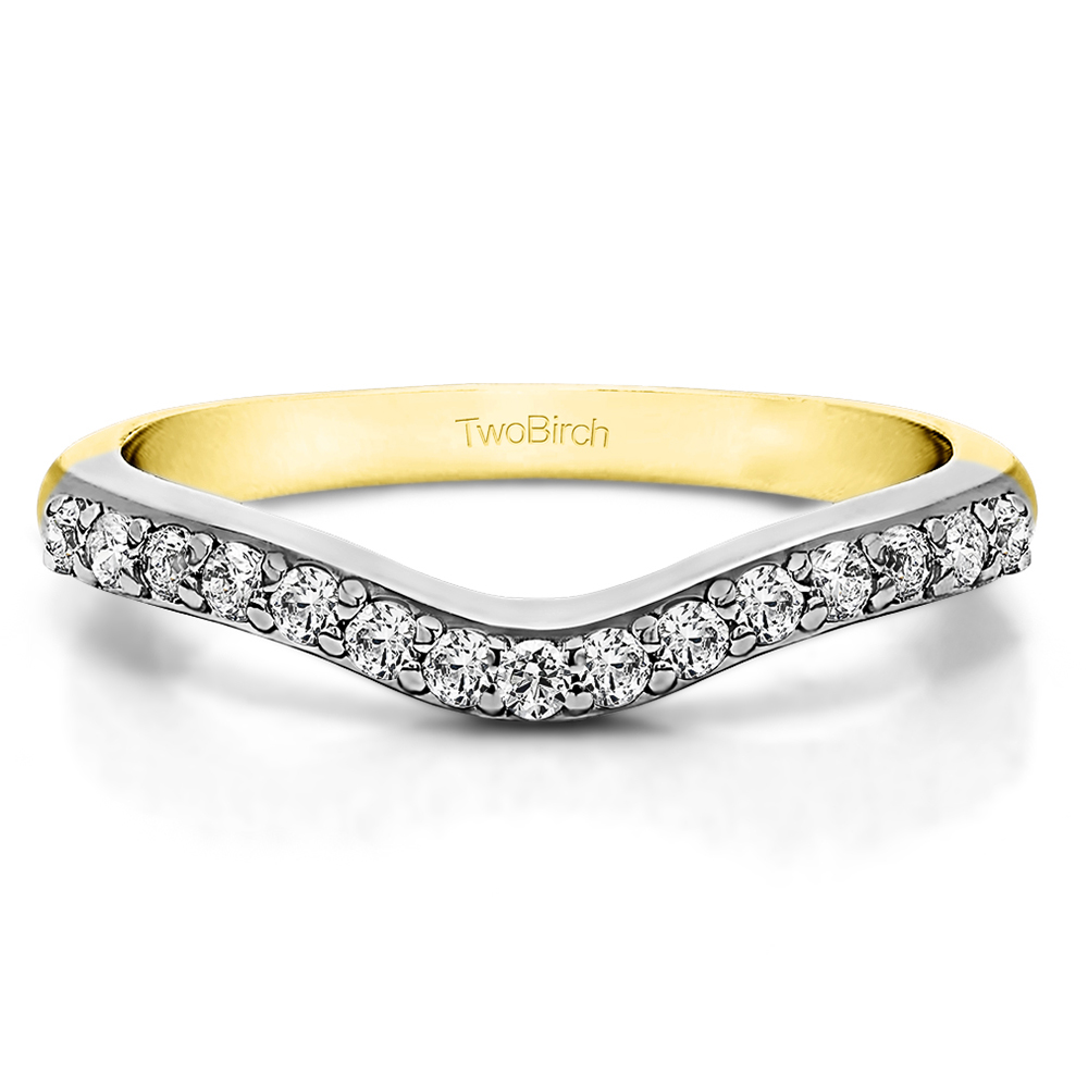 TwoBirch Curved Rings - 0.5 Ct. Fifteen Stone Delicate Curved Wedding ...