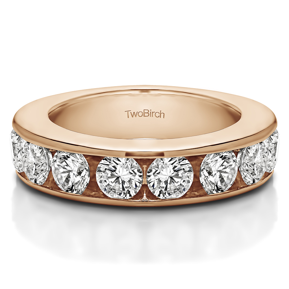 TwoBirch Wedding Ring - 0.75 Carat 10 Stone Open Ended Channel Set ...