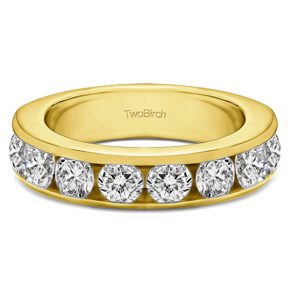 TwoBirch Wedding Ring - 2 Carat Eight Stone Open Ended Channel Set ...