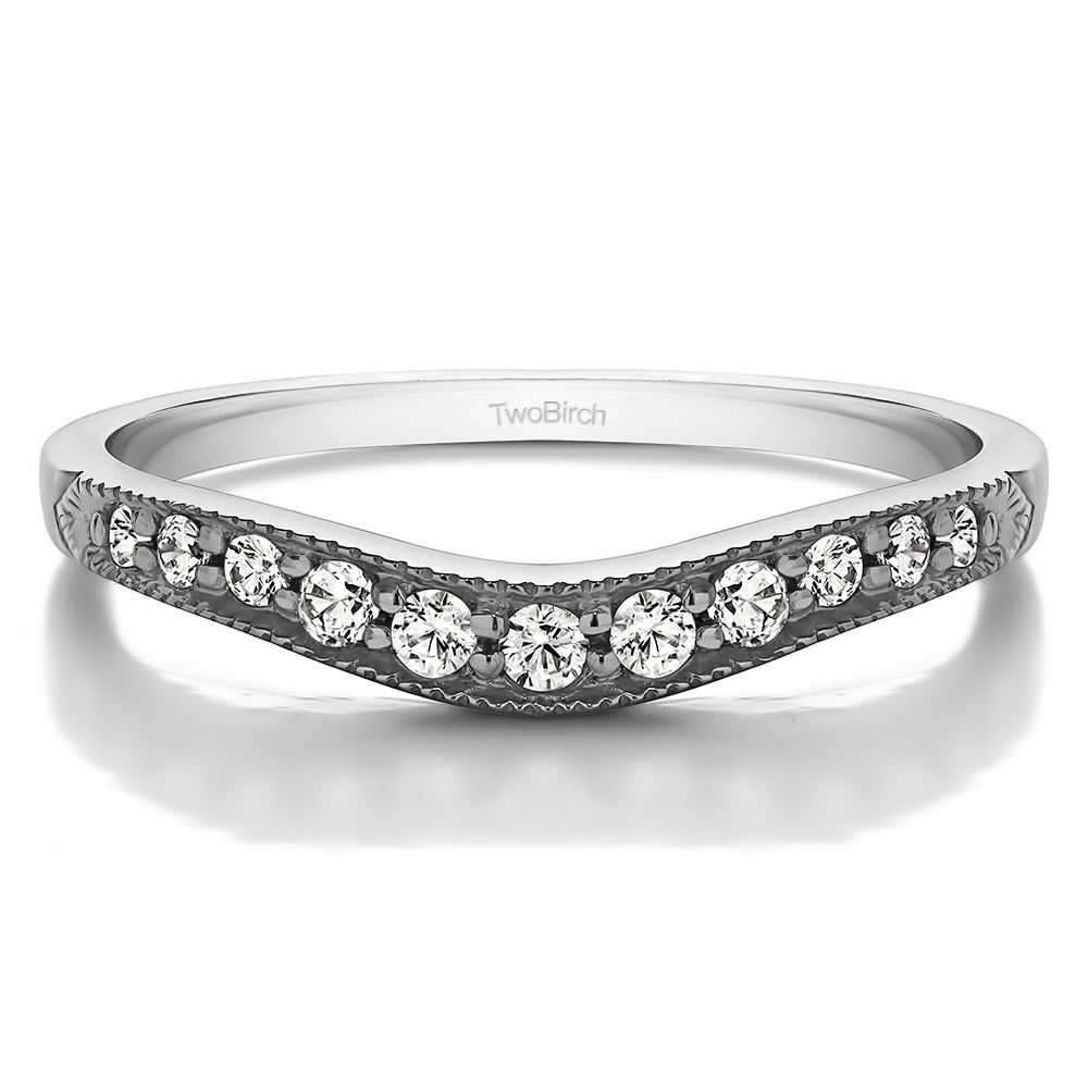 Vintage Curved Rings, Contour Diamond Bands - TwoBirch